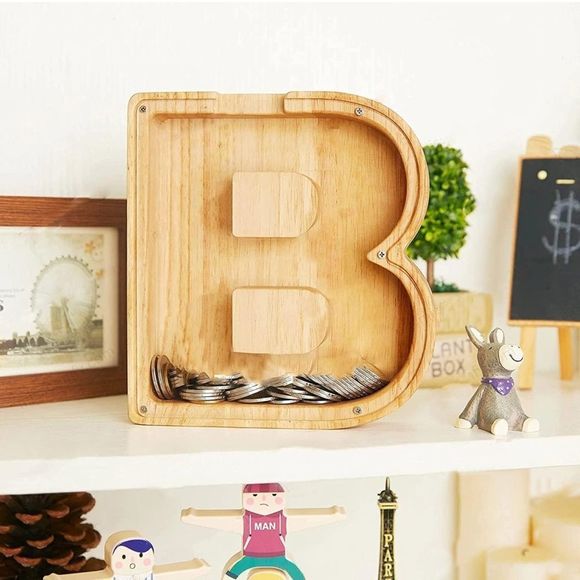 Other | Brandnew Alphabetletter Piggy Bank Transparent Wooden Alphabet ...